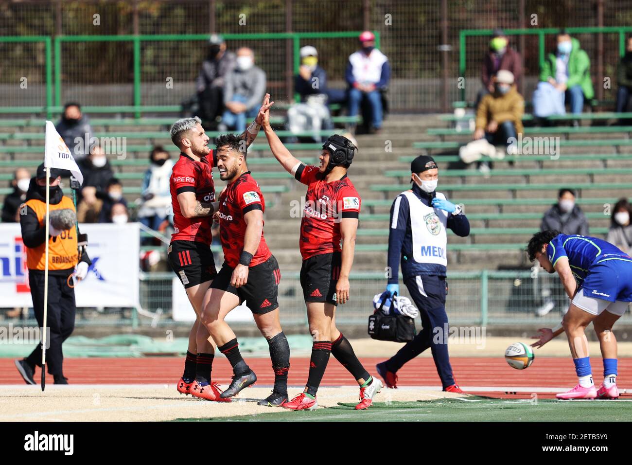 Osaka, Japan. 27th Feb, 2021. NTTNTT DOCOMO Red Hurricanes team group ...