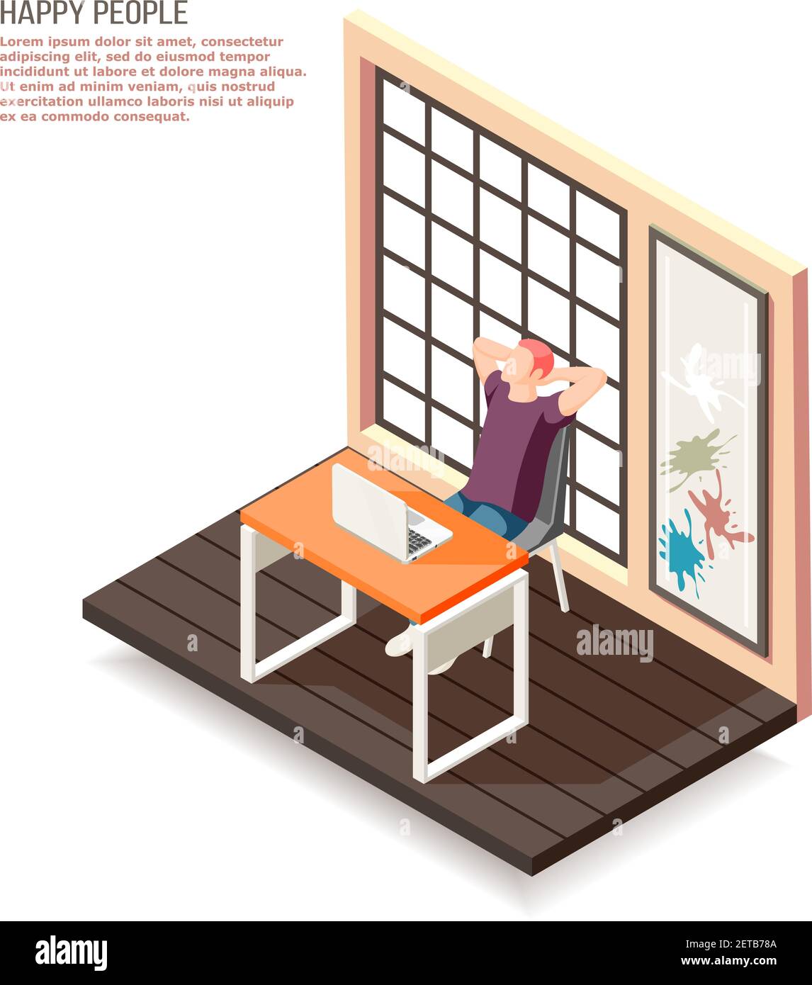 Happy people at work isometric composition with enjoying creative job ...