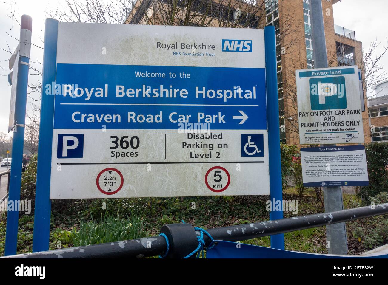 A sign at The Royal Berkshire Hospital directing people who arrive by ...