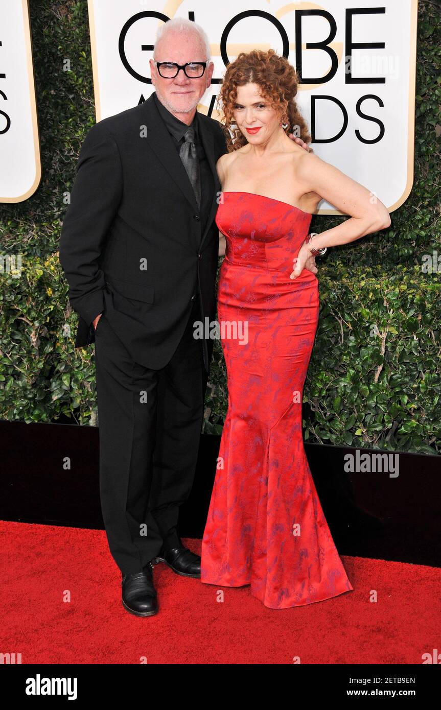 Bernadette Peters, Malcom McDowell at the 74th Golden Globe Awards held ...