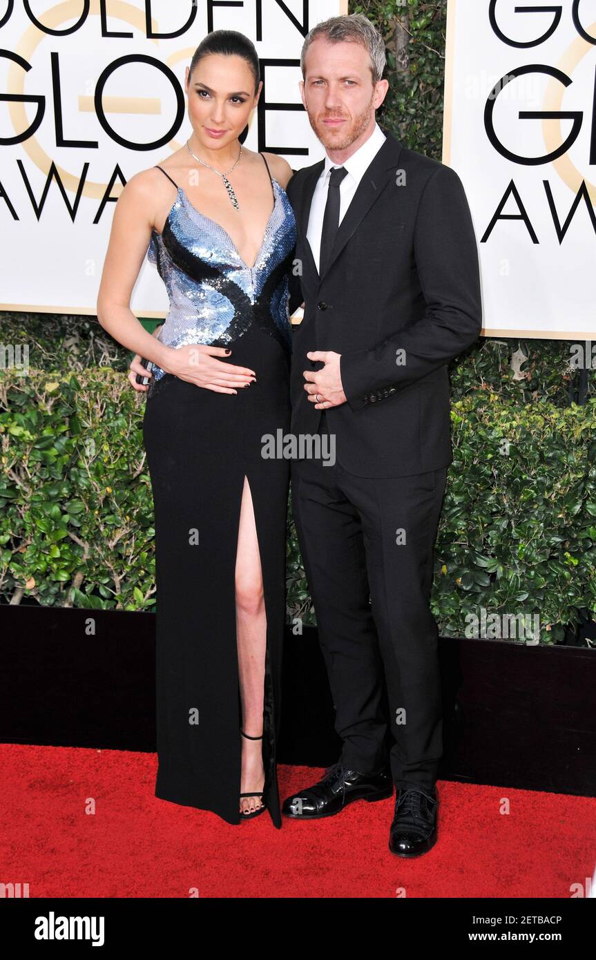 Yaron Versano, Gal Gadot at the 74th Golden Globe Awards held at the Beverly Hilton on January 8 ...