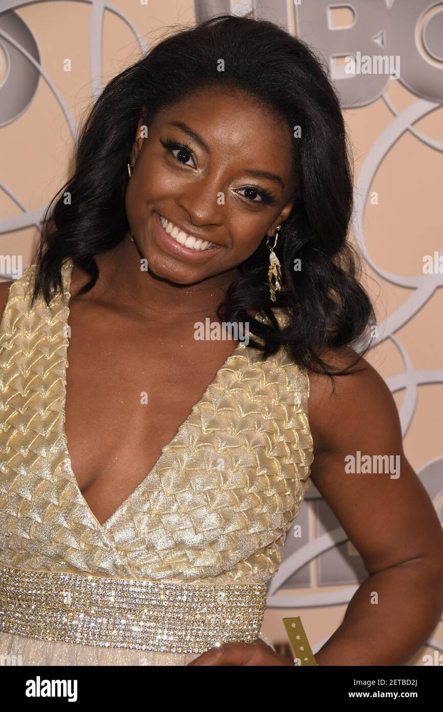 Simone Biles arrives to the HBO Golden Globes after party, held at the ...