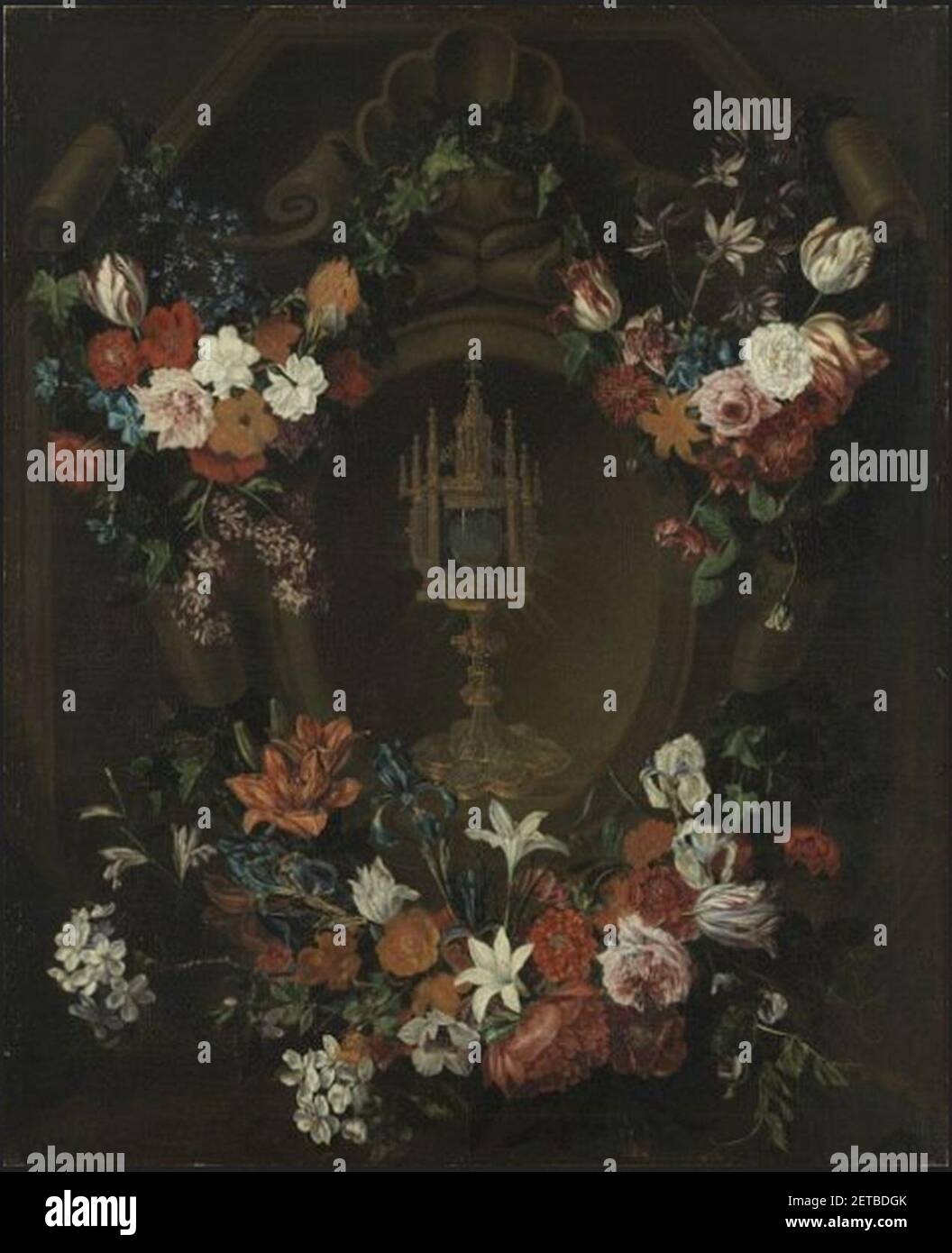 Peter van Kessel - Flower garland around a monstrance Stock Photo - Alamy