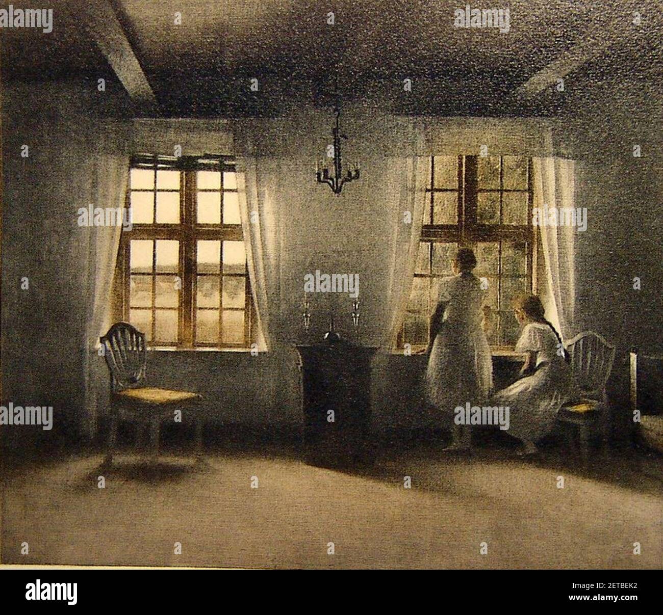 Peter Vilhelm Ilsted (Danish artist, 1861-1933) Girls at Window Stock ...