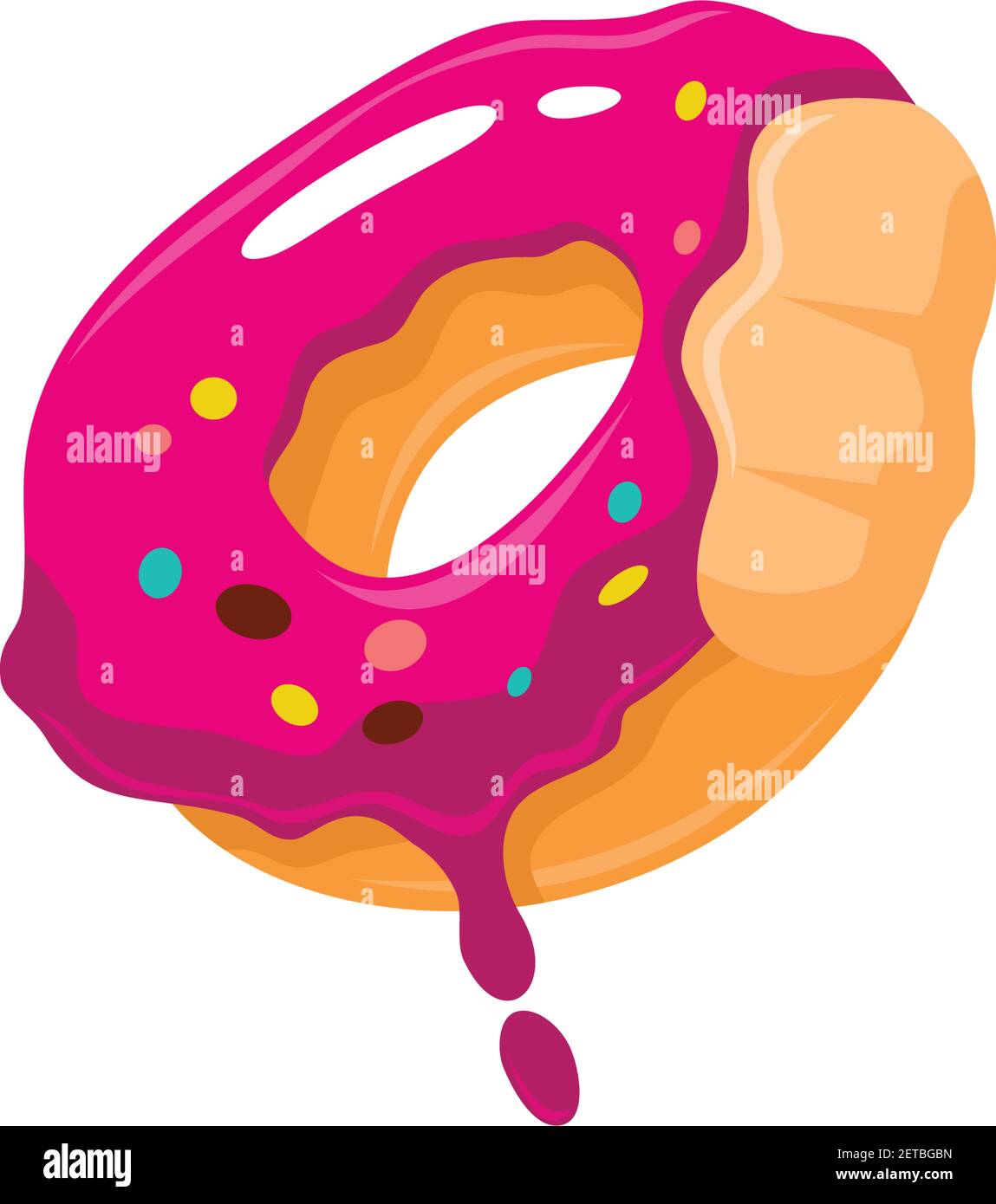 Bitten Donuts Melted Pink Color Draw Design Template illustration ...