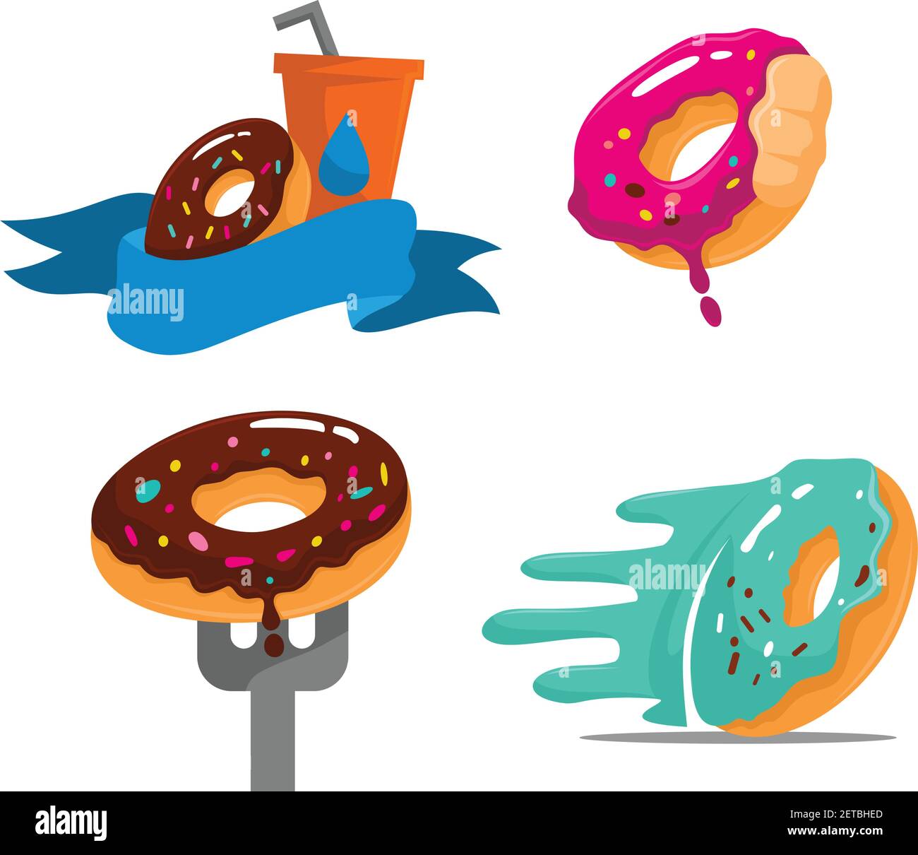 donuts with several variations Set Color Draw Design Template ...