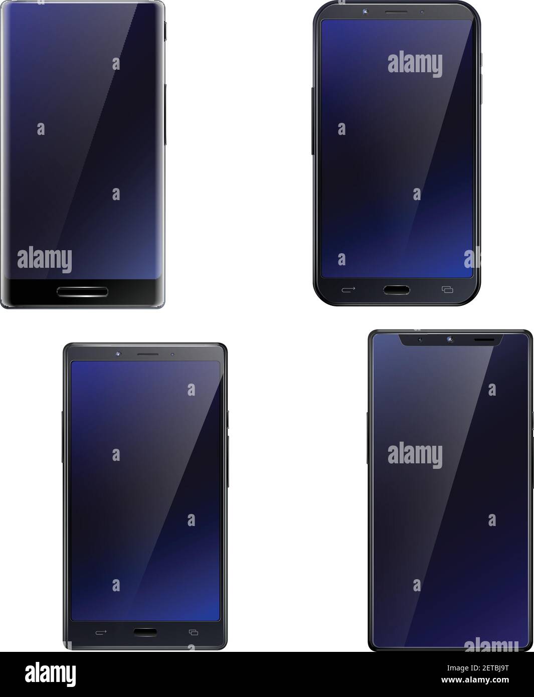 Beautiful dark blue glossy all screen front touchscreen smartphones ...
