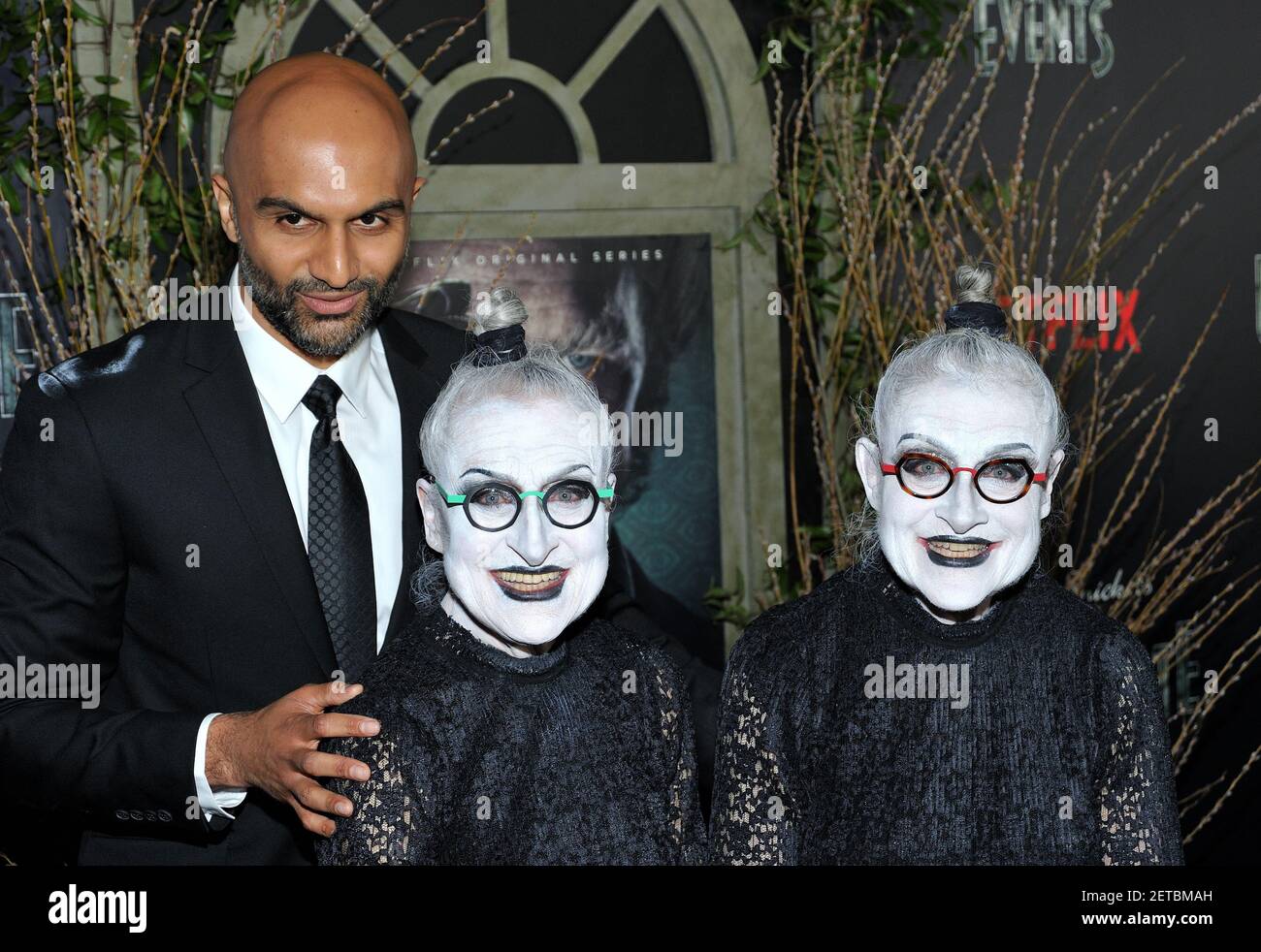 Actresses Jackie and Joyce Robbins and actor Usman Ally attend the ...