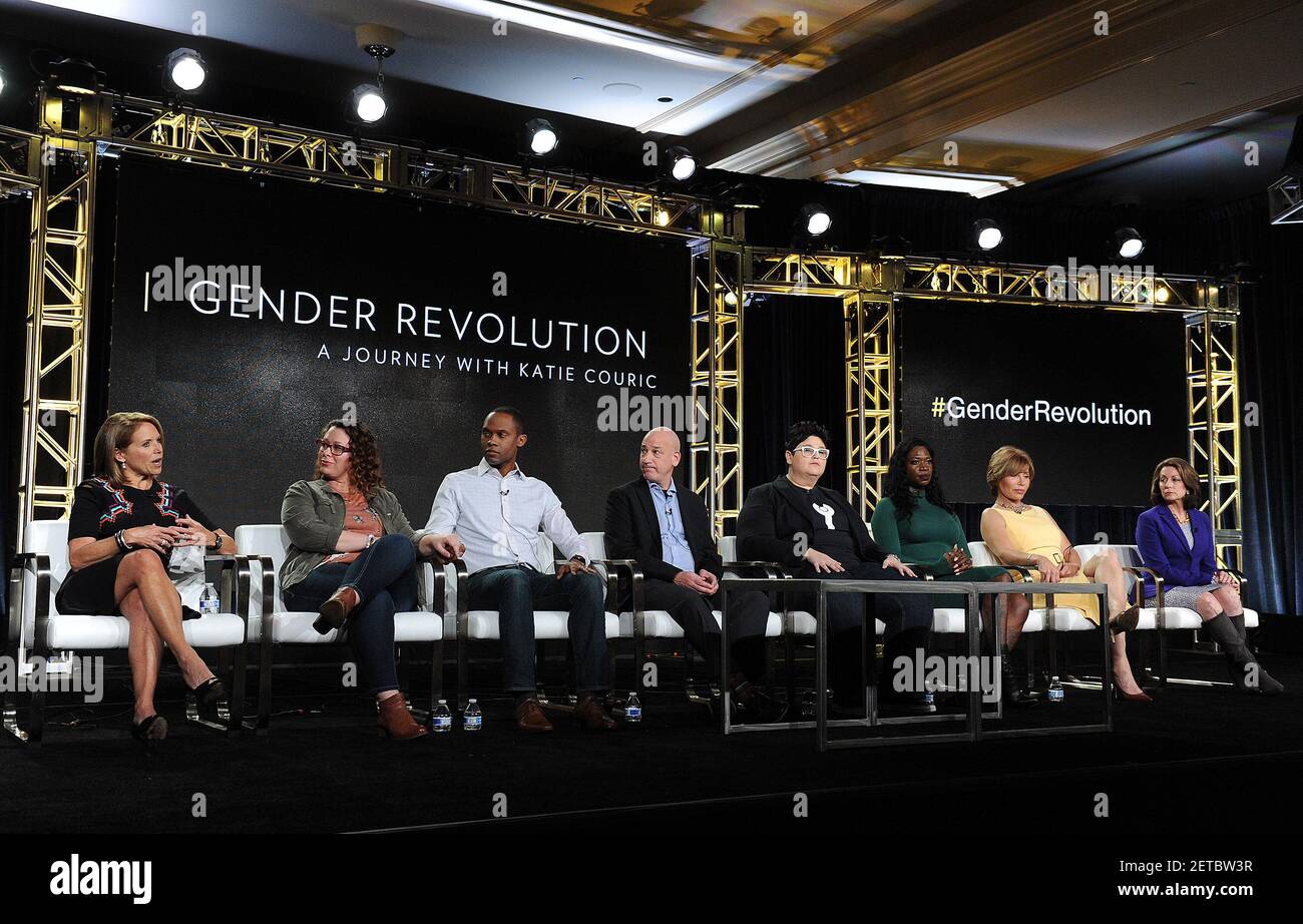 PASADENA, CA - JANUARY 13: (L-R) Host Katie Couric, Vanessa Ford, JR ...