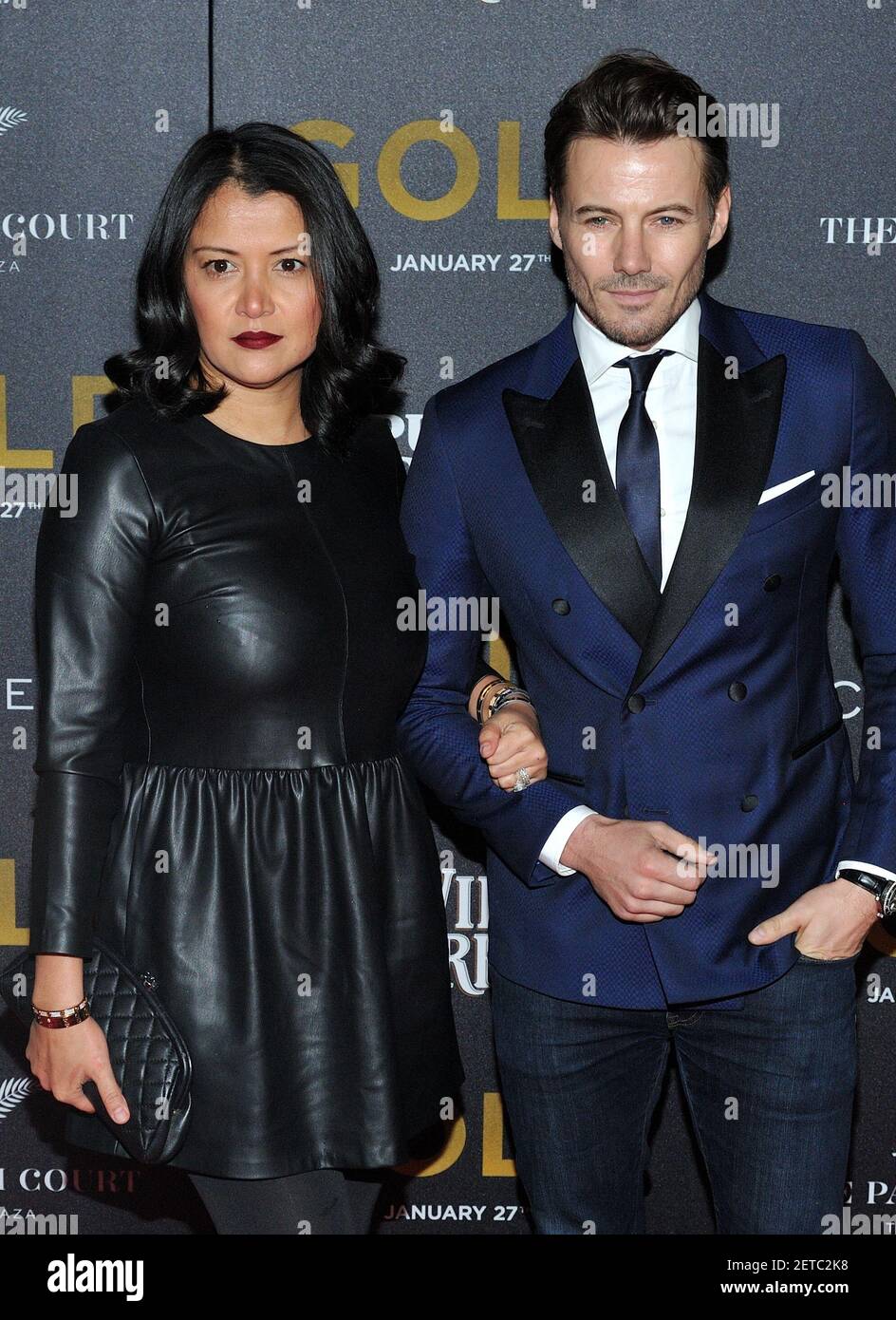 Keytt and Alex Lundqvist attend the world premiere of "Gold" at the AMC ...
