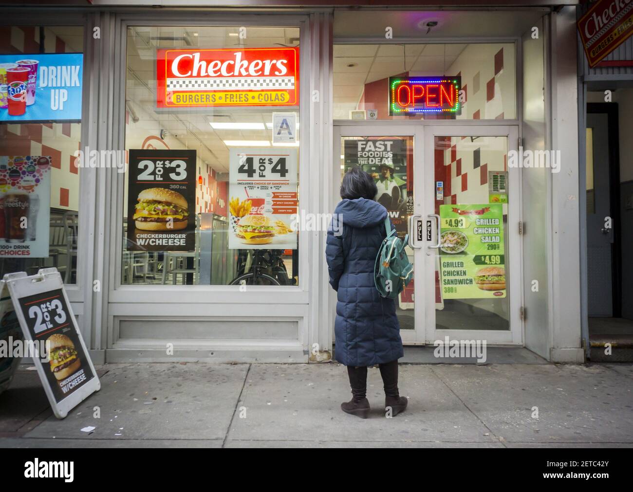 A branch of the Checkers fast food chain in Lower Manhattan in New York ...