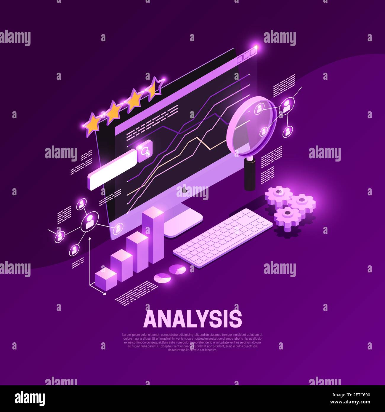 Web seo isometric composition with content analysis symbols vector ...