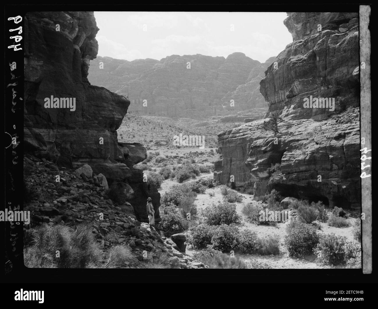 Petra. Es-Siyyagh valley. Wadi Siyyagh showing Wady Mousa torrent bed ...