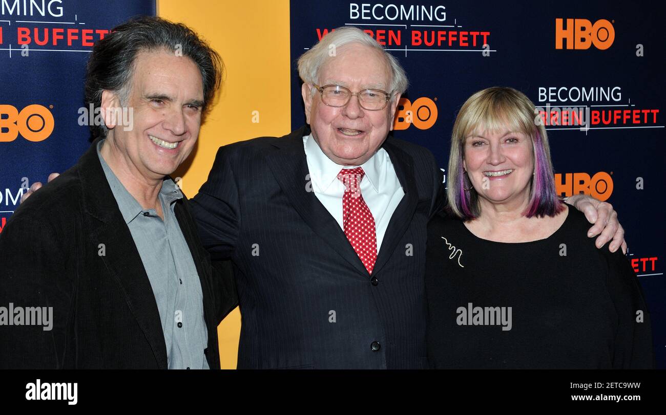 L-R: Peter, Warren and Susie Buffett attend the world premiere of ...