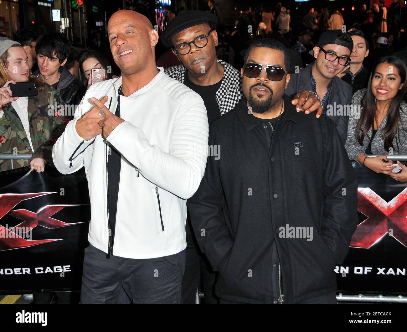 (L-R) Vin Diesel, Samuel L Jackson and Ice Cube arrives at the "xXx: Return Of Xander Cage" Los ...