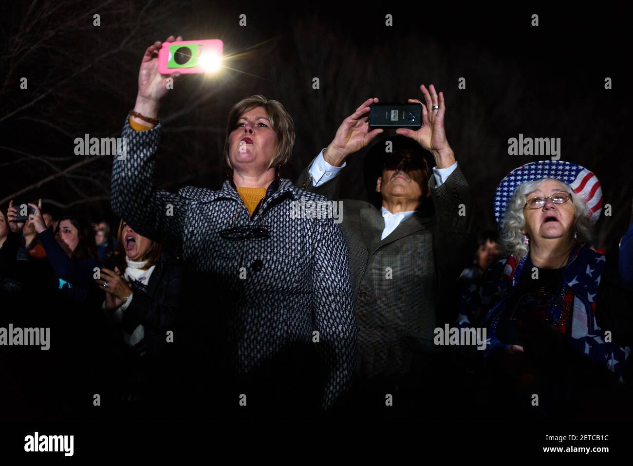 People attend the inaugural concert at the Lincoln Memorial in ...
