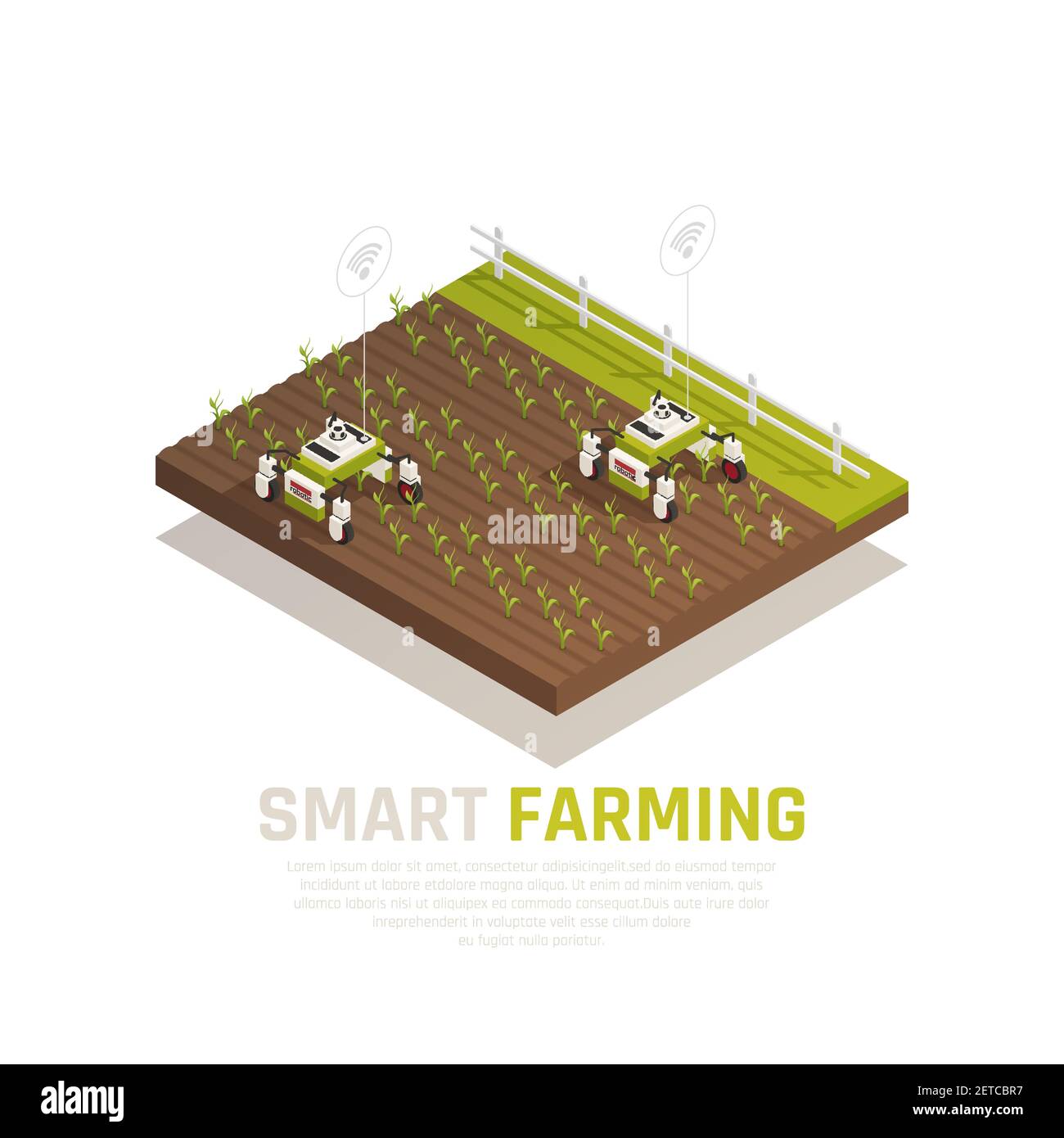 Smart agriculture concept with agriculture machines and harvest ...