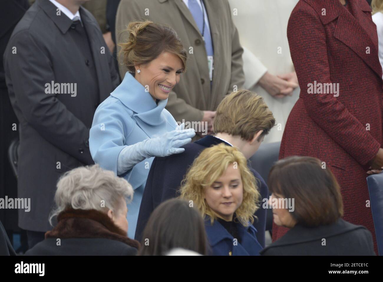 Melania Trump and Barron Trump during the Presidential Inauguration ...
