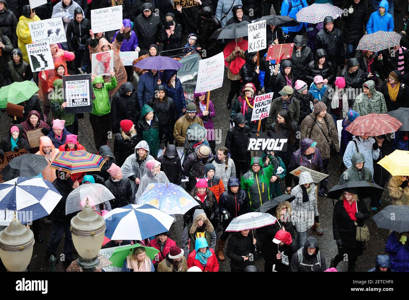 Protesters take part in the Women's March On Portland in Portland, Ore ...