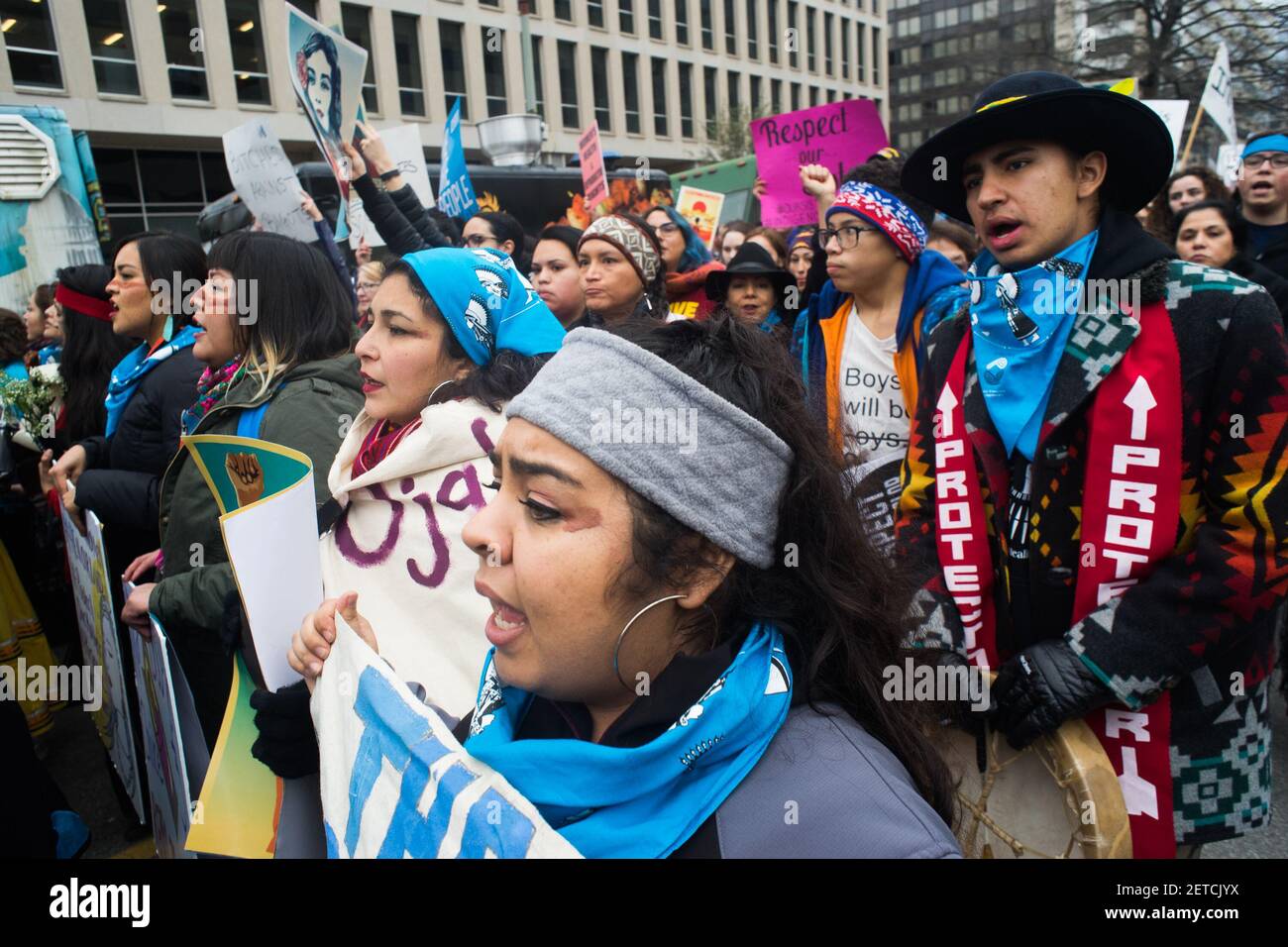 Protesters march to the National Mall with Indigenous Women Rise, a ...