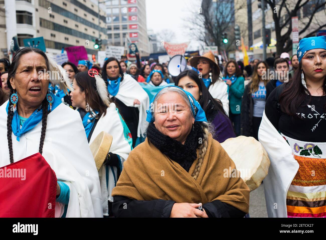 Protesters march to the National Mall with Indigenous Women Rise, a ...