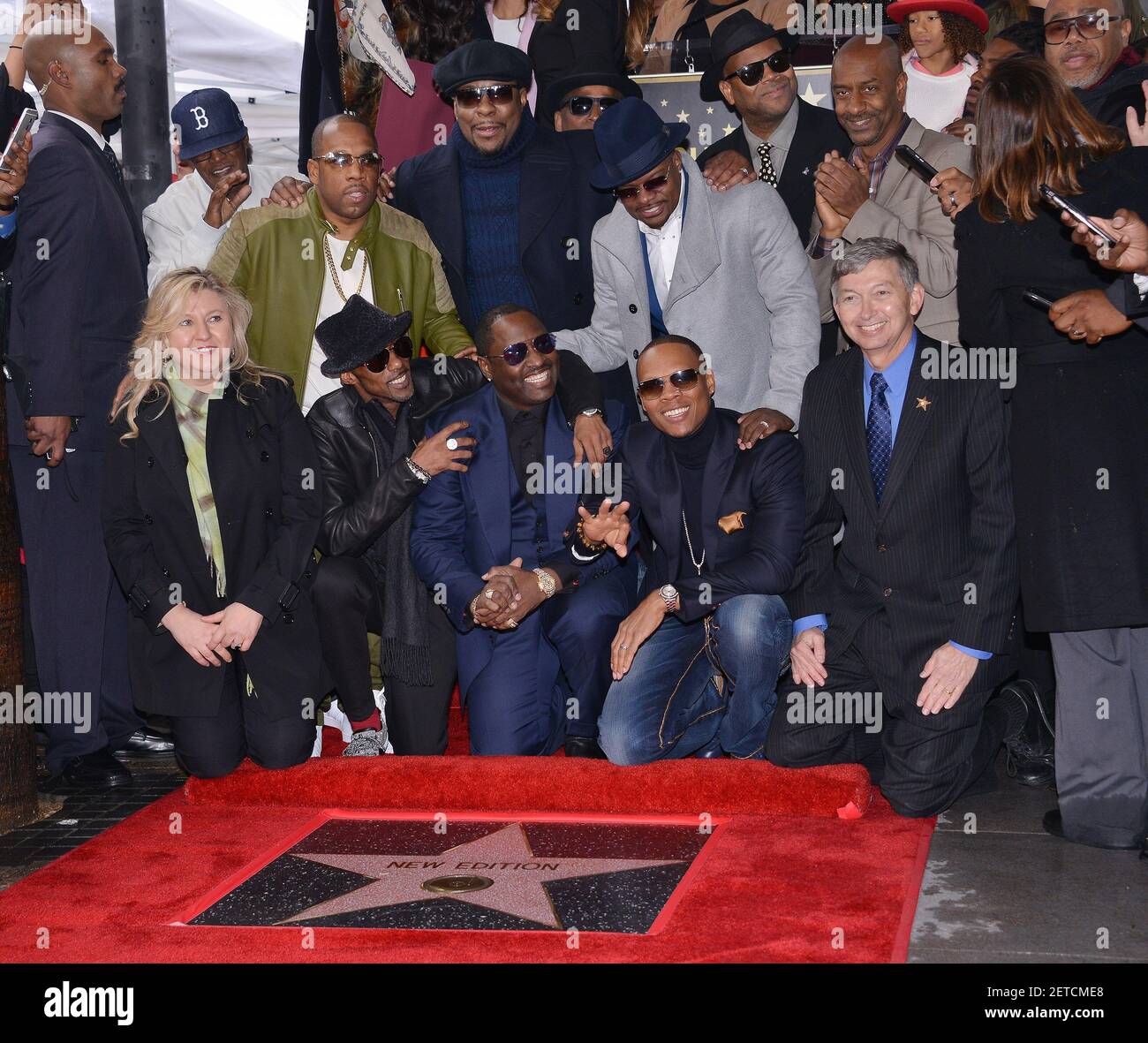 (Top L-R) Michael Bivins, Terry Lewis, Bobby Brown, Ricky Bell, Jimmy ...