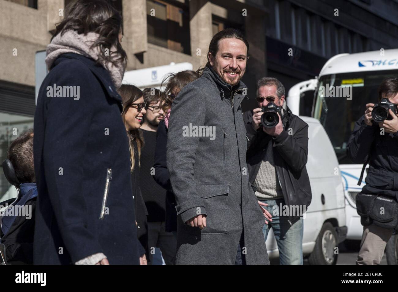 Spanish Podemos member Pablo Iglesias after the meeting between members ...