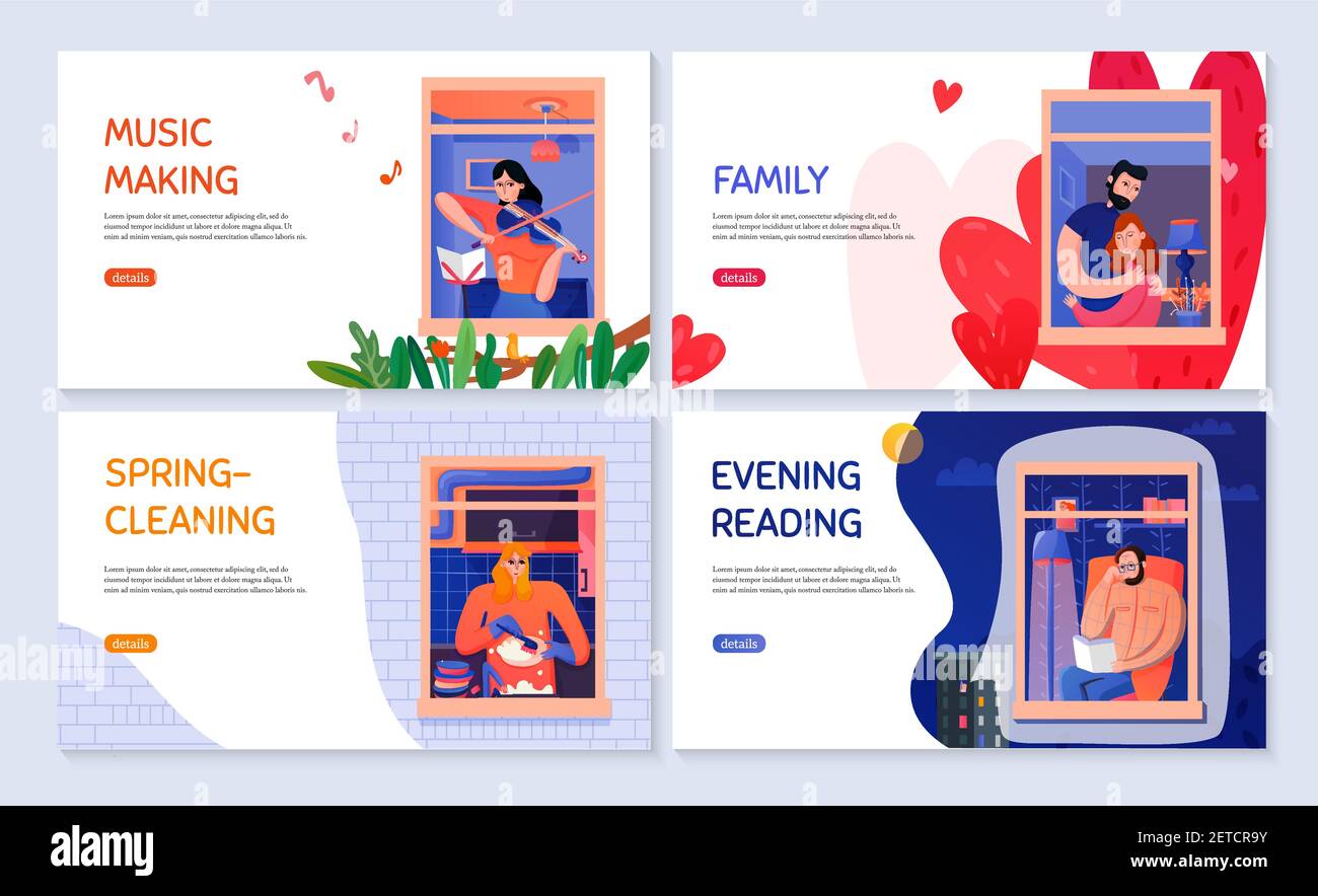 Neighbors during various occupations in windows of home set of ...