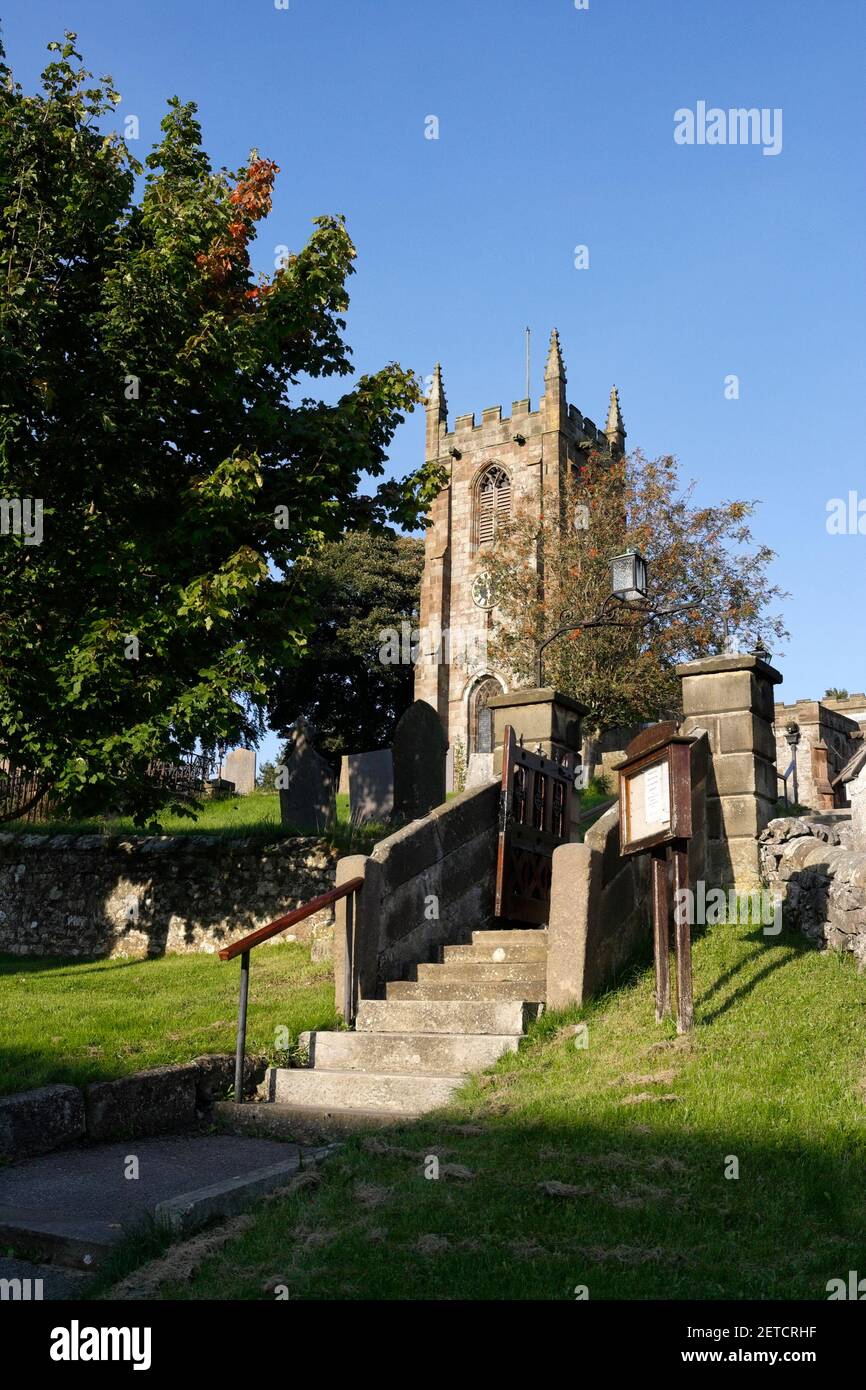 St Giles church in Hartington Derbyshire, England. English village ...
