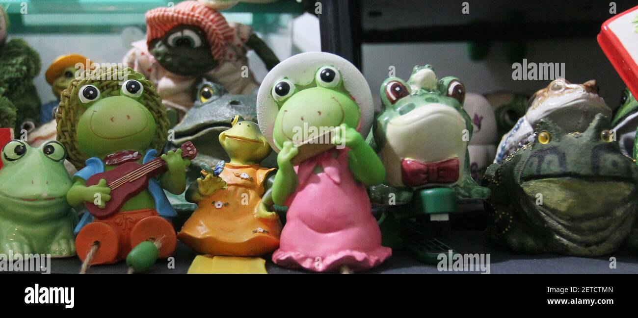 Whimsical frogs sit on display at the Frogtown Froggy Museum on Dec. 15 ...