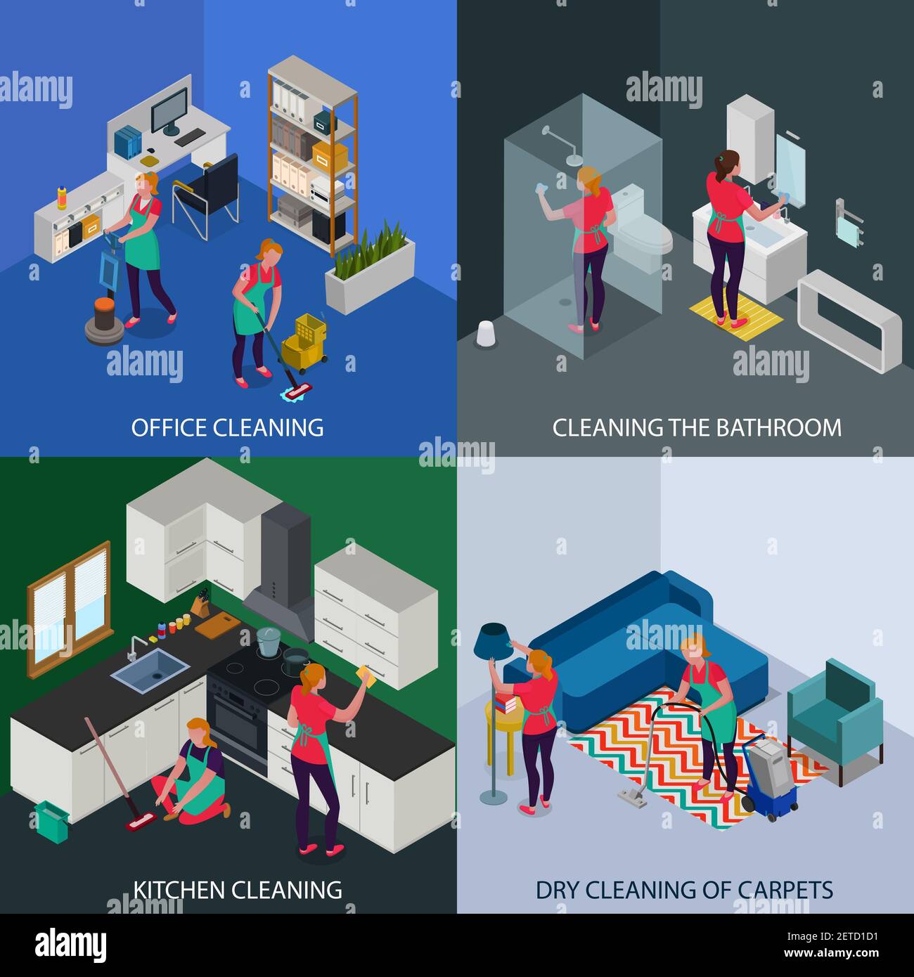 Washing carpets Stock Vector Images - Alamy
