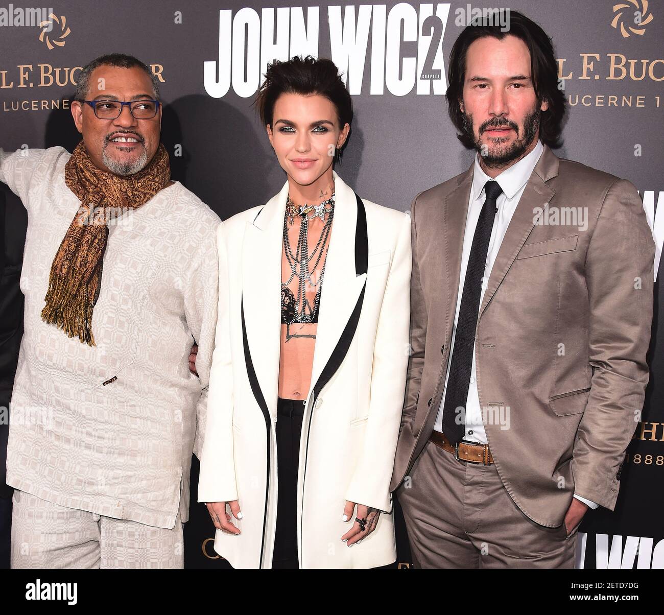 HOLLYWOOD, CA - JANUARY 30: Laurence Fishburne, Ruby Rose and Keanu ...