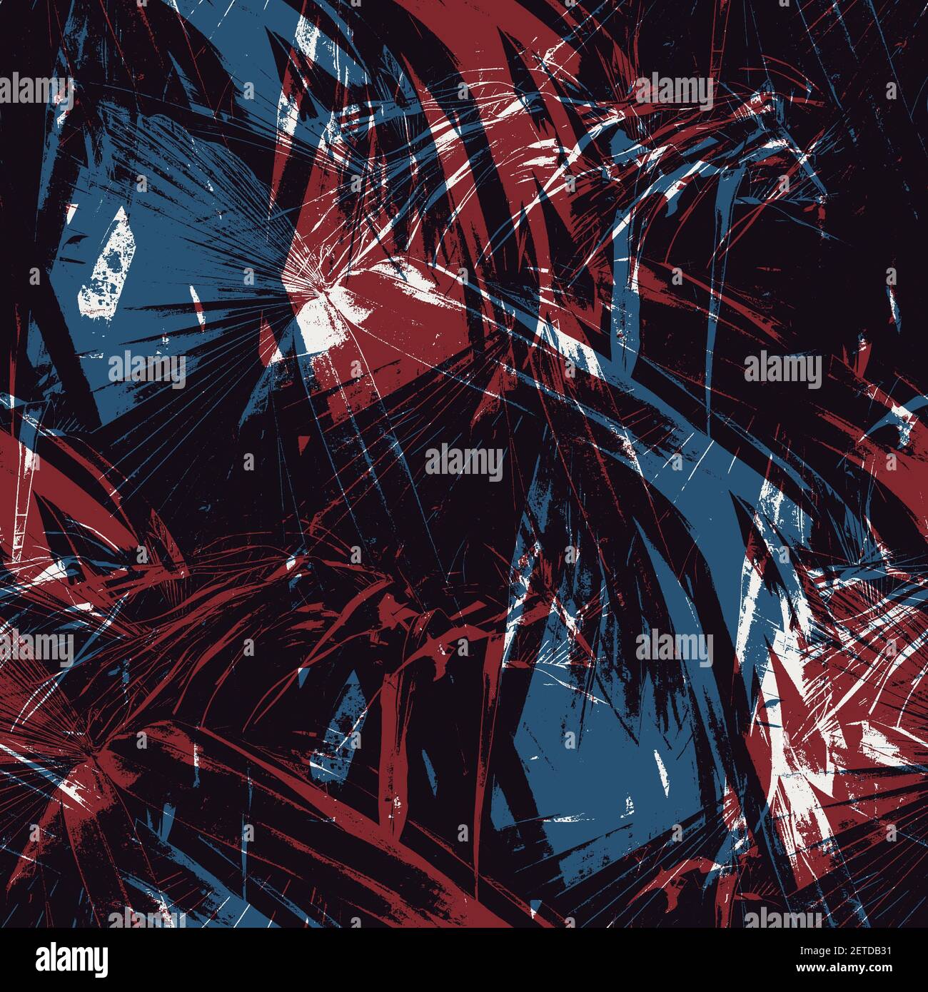 Seamless tropical pattern in red blue black white Stock Photo - Alamy