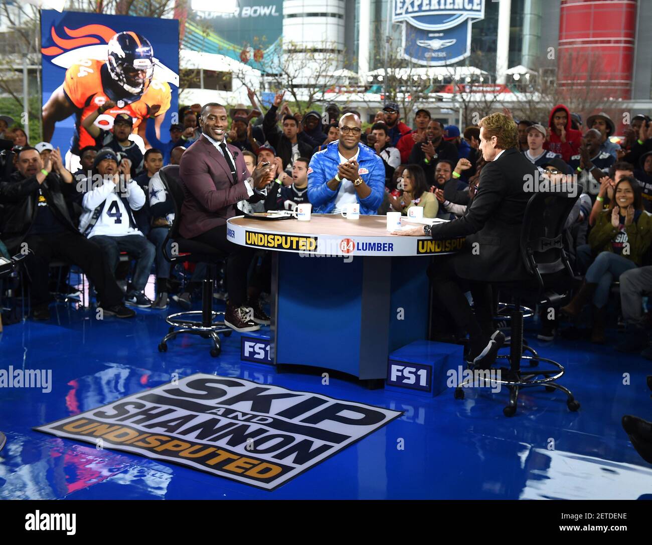 HOUSTON, TX - FEBRUARY 3: Shannon Sharpe, DeMarcus Ware, Joy Taylor ...