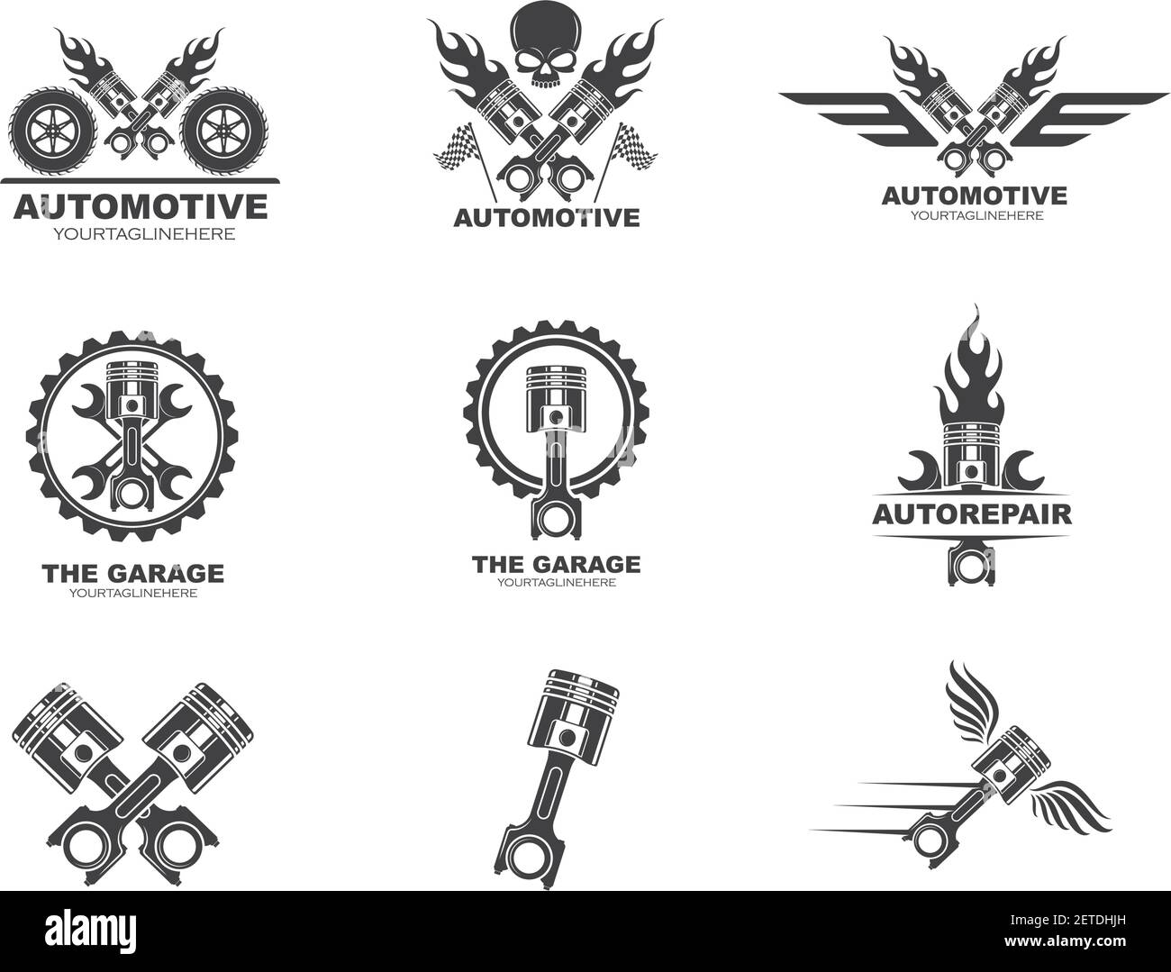 Skull pistons vector vectors hi-res stock photography and images - Alamy