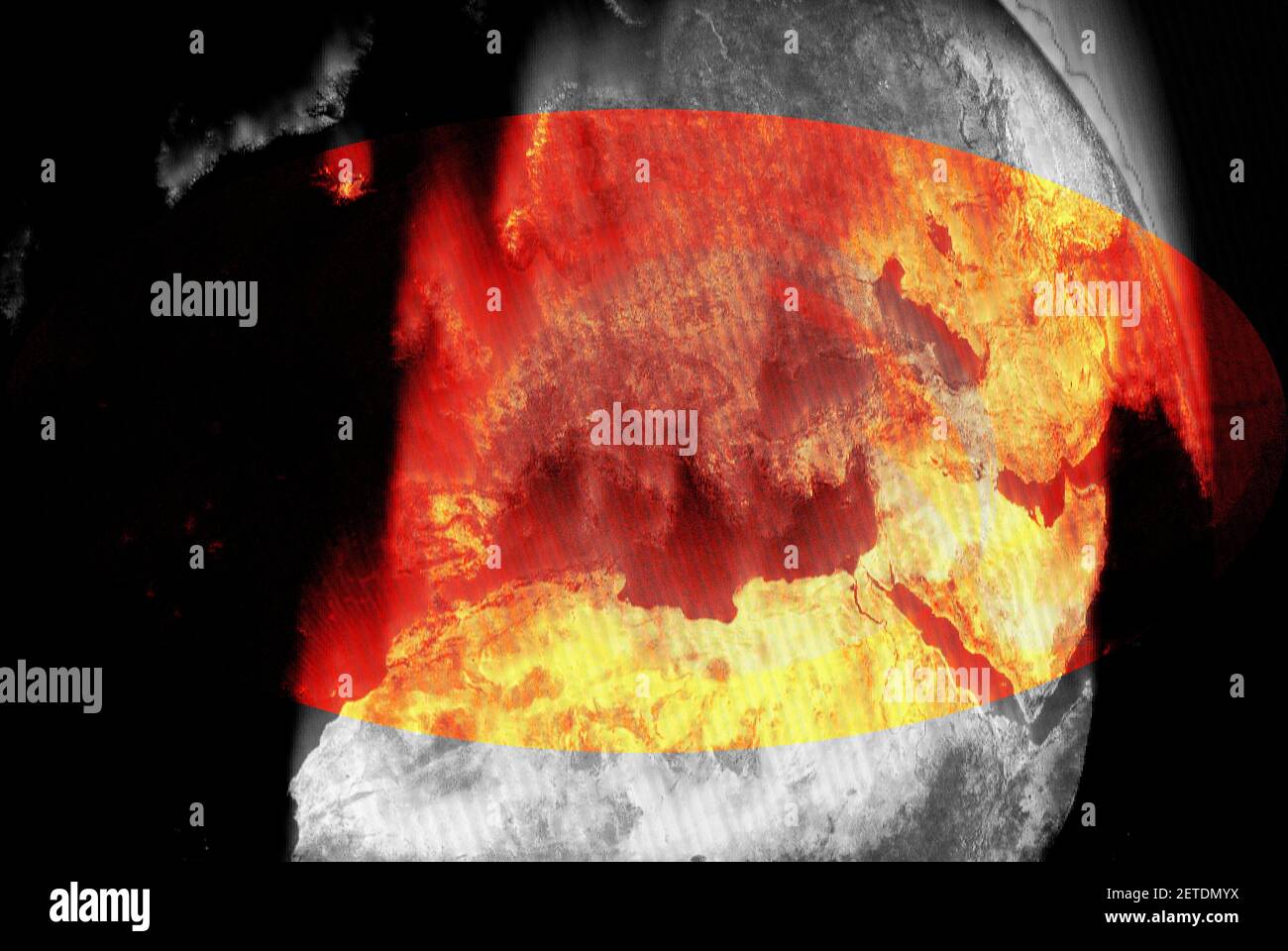 Planet earth on fire seen from space satellite Stock Photo - Alamy