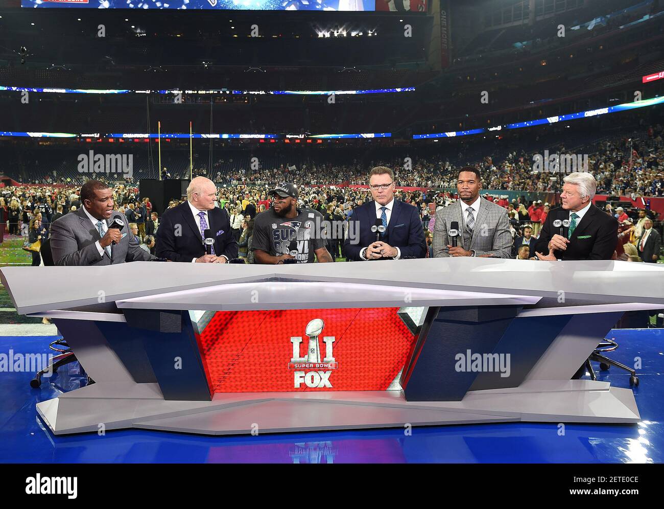 HOUSTON, TX - FEBRUARY 5: Fox Sports NFL announcers Kurt Menefee, Terry ...