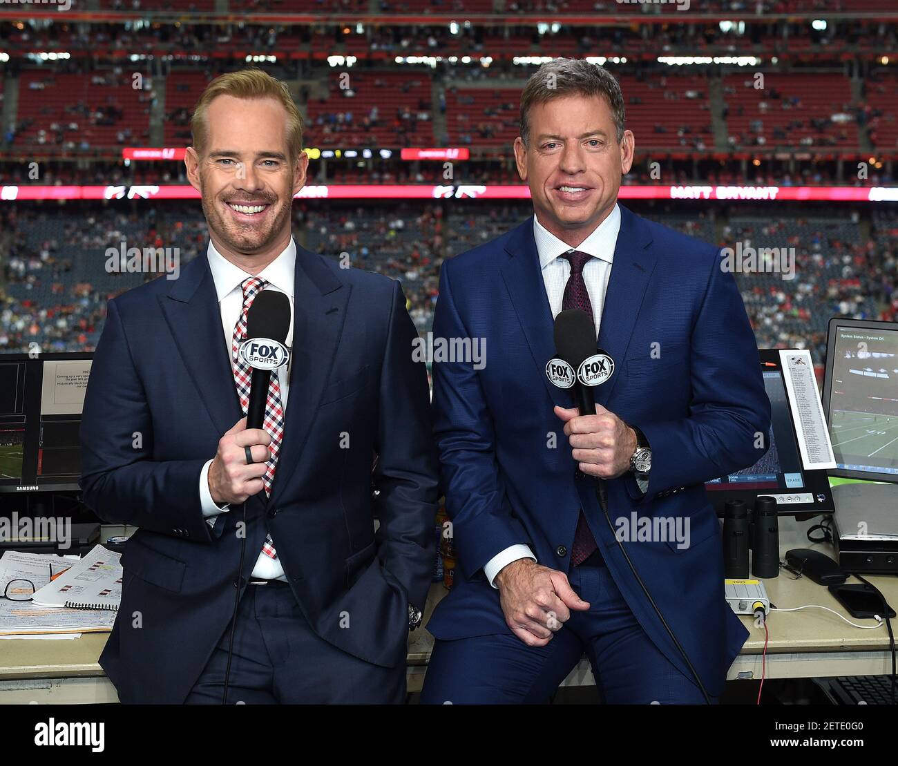 HOUSTON, TX - FEBRUARY 5: Fox Sports NFL announcers Joe Buck and Troy ...