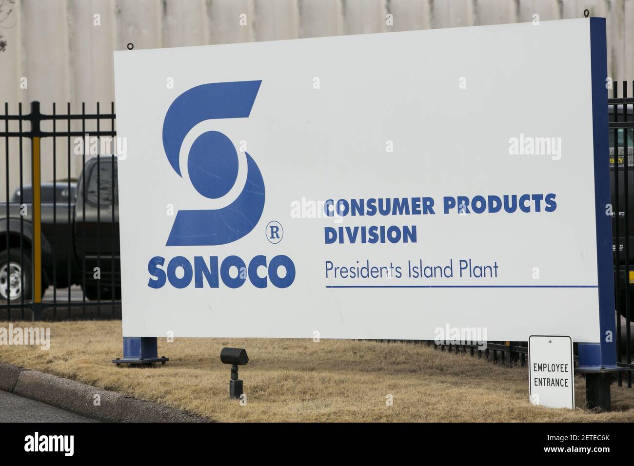 A logo sign outside of a facility occupied by the Sonoco Products ...