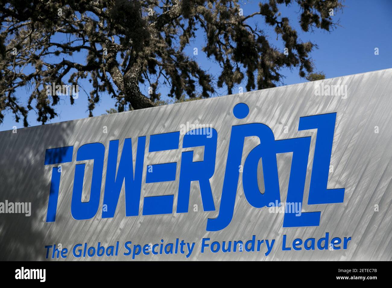 A logo sign outside of a facility occupied by TowerJazz in San Antonio ...