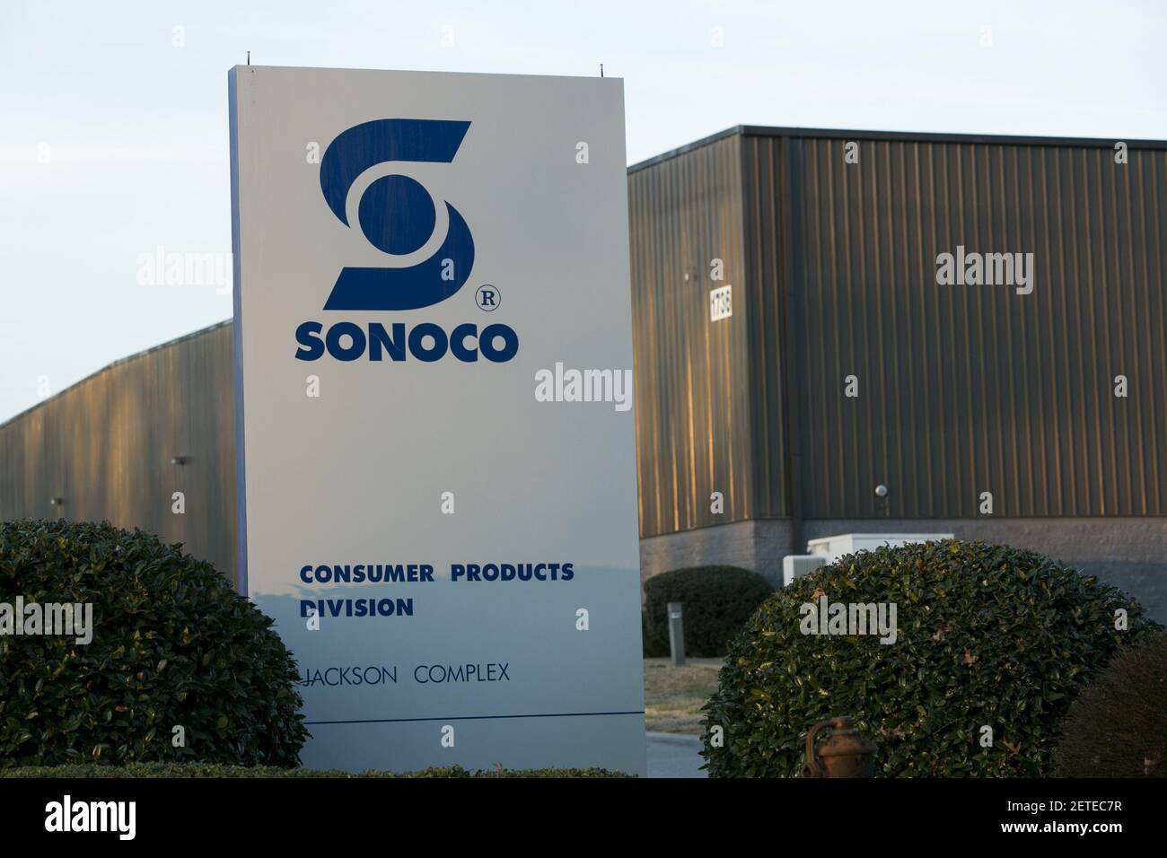 A logo sign outside of a facility occupied by the Sonoco Products Company in Jackson, Tennessee ...