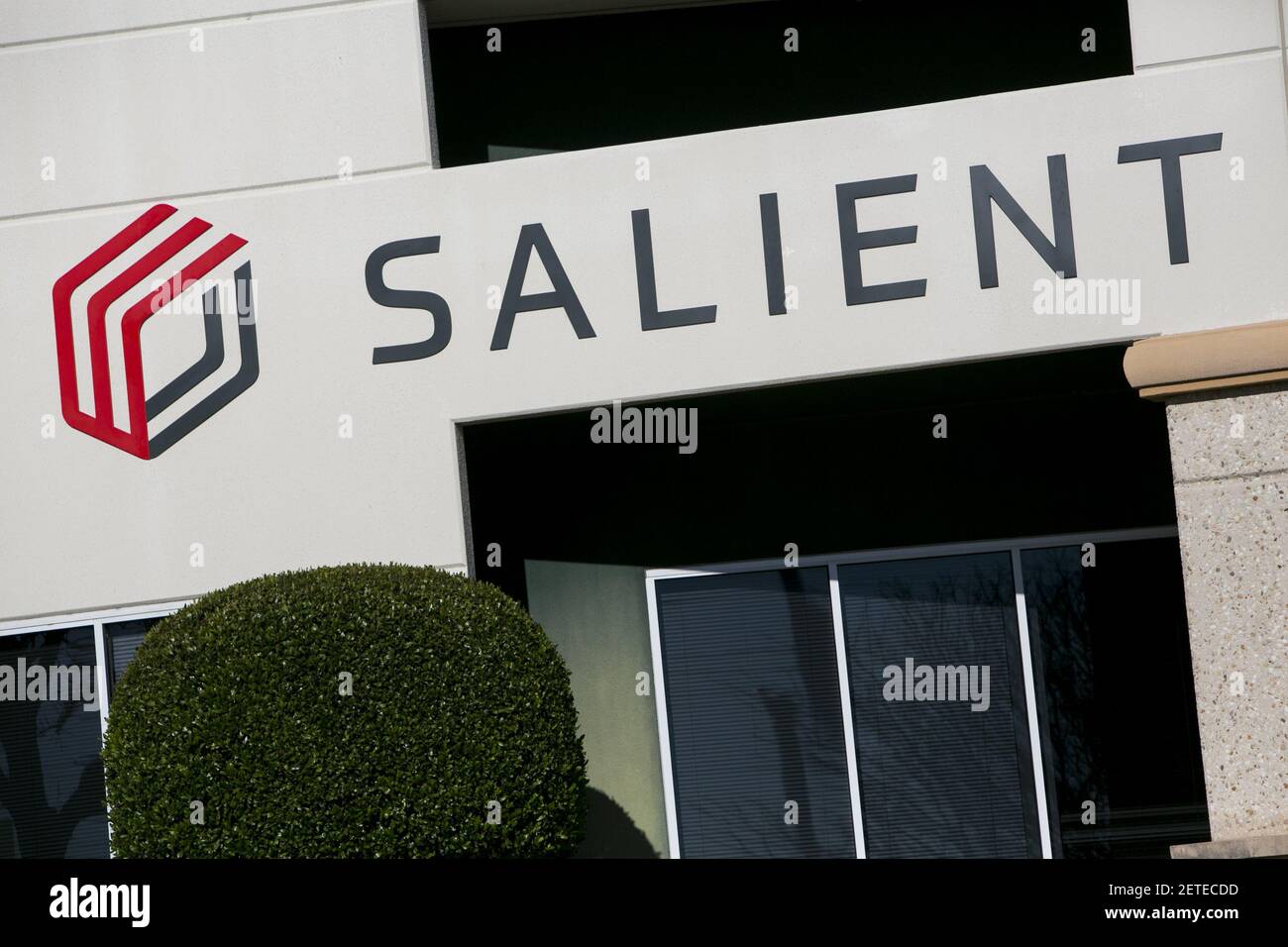 A logo sign outside of a facility occupied by Salient Systems in Austin ...