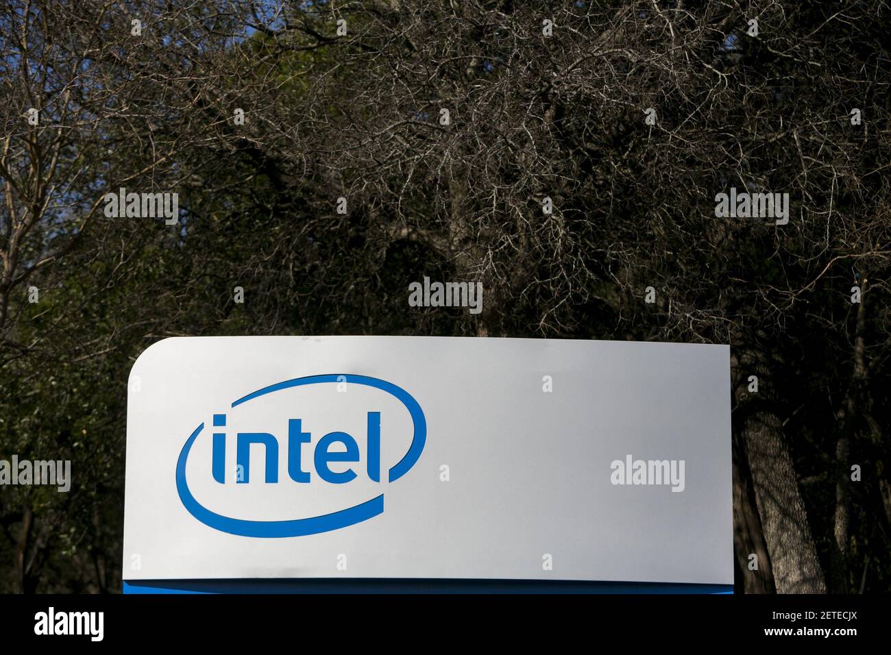 A logo sign outside of a facility occupied by the Intel Corporation in ...