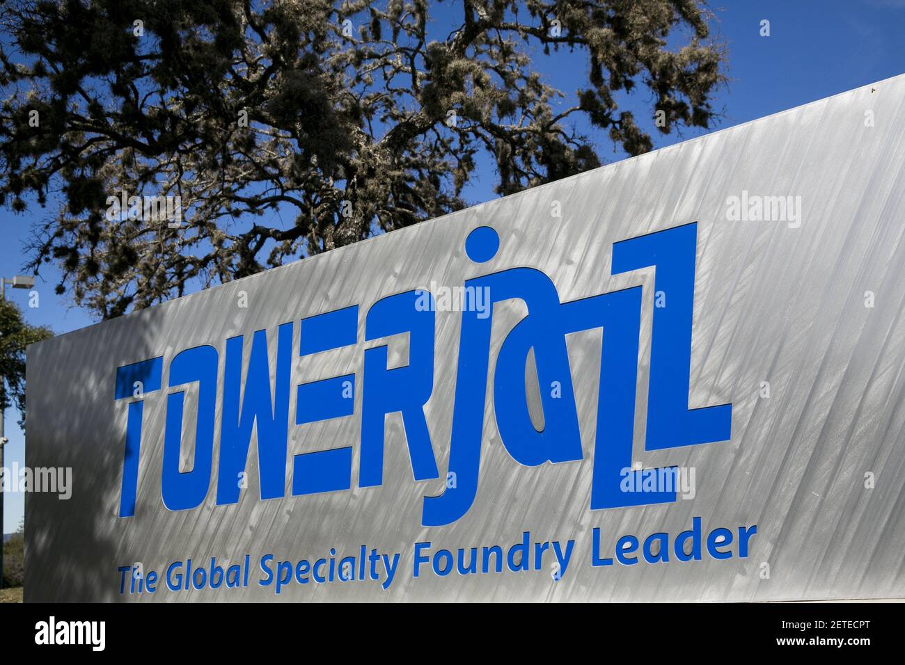 A logo sign outside of a facility occupied by TowerJazz in San Antonio ...