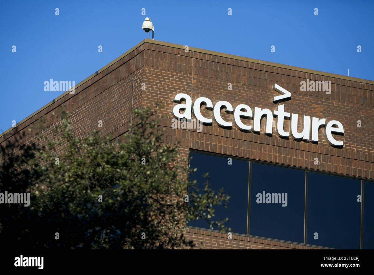 A logo sign outside of a facility occupied by Accenture PLC in San ...