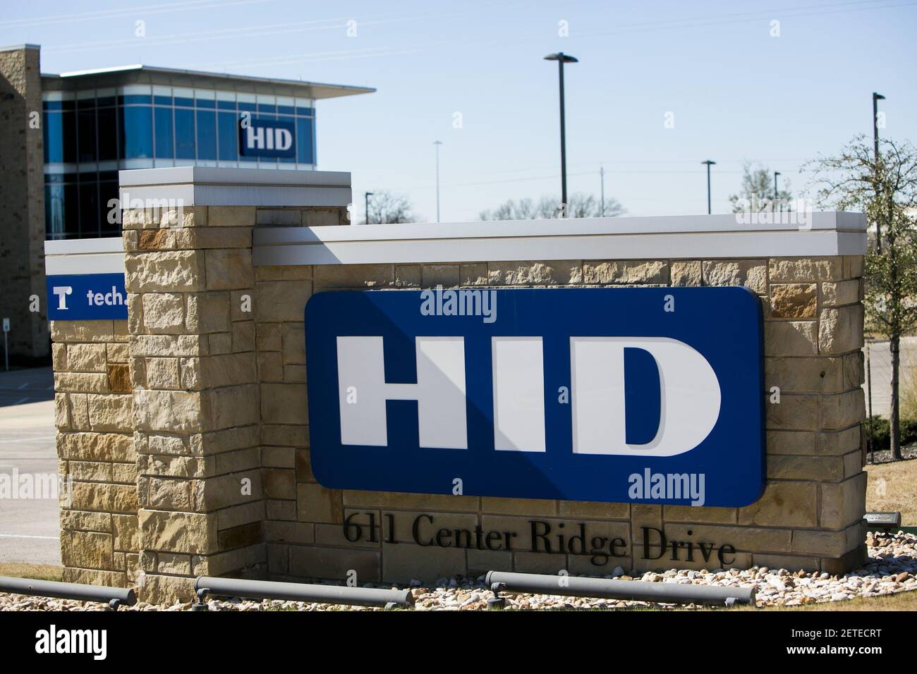 A logo sign outside of the headquarters of HID Global in Austin, Texas ...
