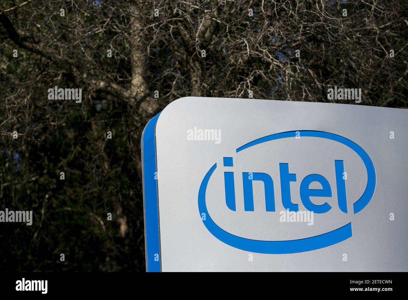 A logo sign outside of a facility occupied by the Intel Corporation in ...
