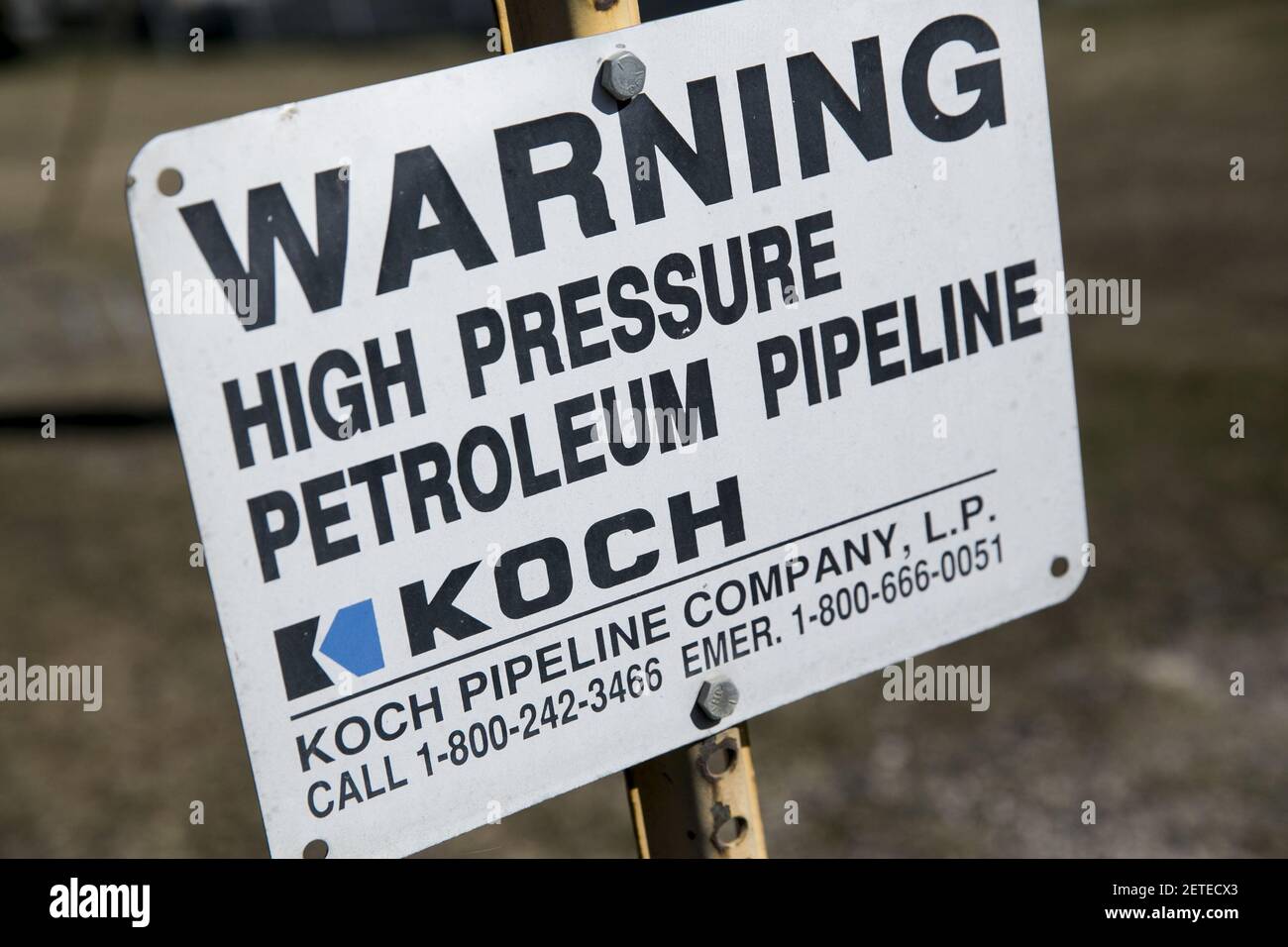 A logo sign marking the location of a Koch Pipeline Company petroleum ...