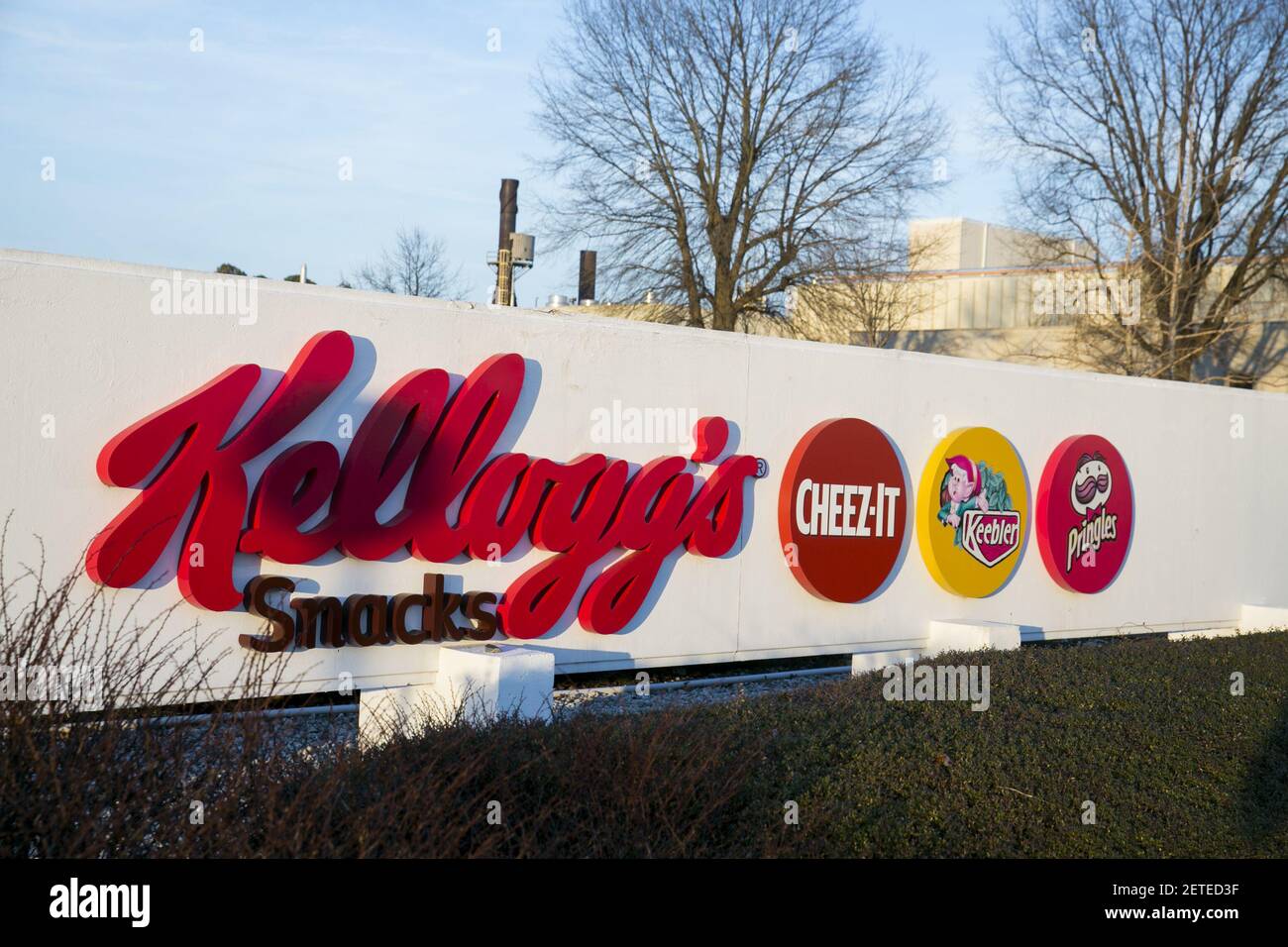 A logo sign outside of the Kellogg's Snacks factory in Jackson ...