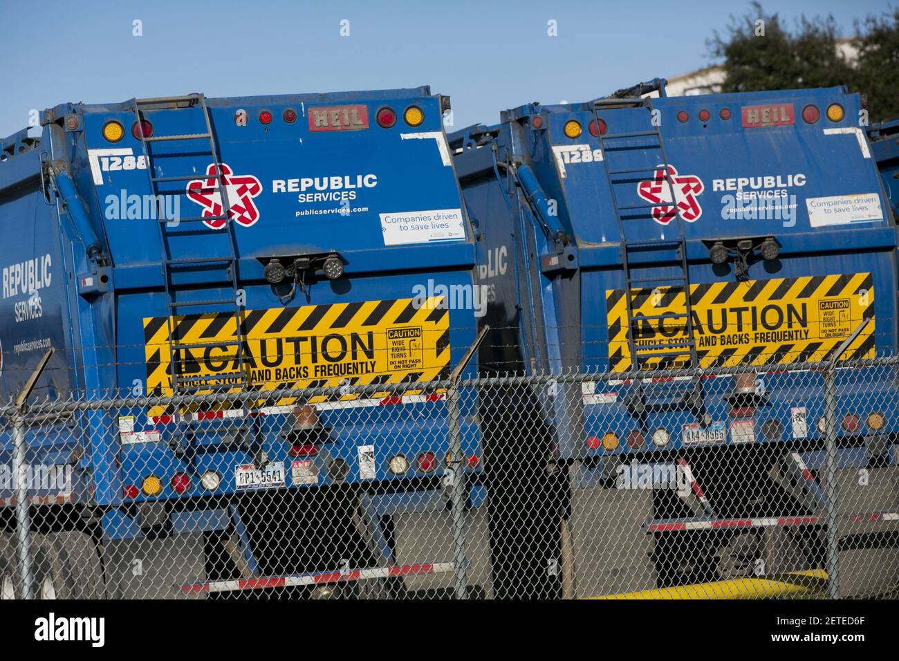 Logo signs on Republic Services, Inc., trucks in San Antonio, Texas on ...